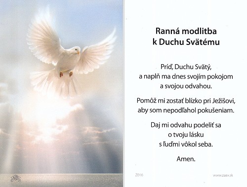 Obrázok lam. (Z016) Ranná modlitba k Duchu Svätému | VER.sk