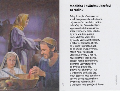 Obrázok s modlitbou (Z004) Svätá rodina | VER.sk